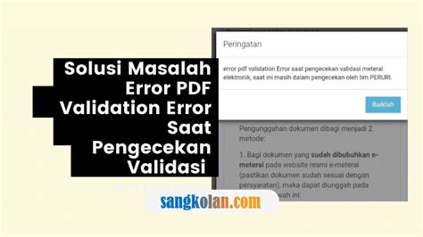Solusi Masalah Error Pdf Validation Error Saat Pengecekan Validasi E