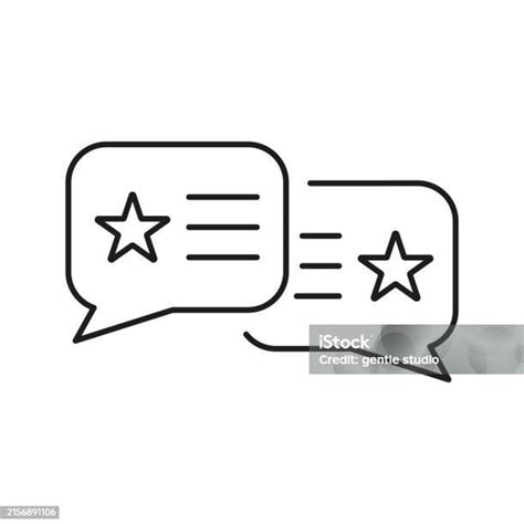 고객 평가란 아이콘입니다 대화 및 통신 선형 픽토그램 피드백 말풍선 윤곽선 기호가 있는 별입니다 온라인 서비스 검토 서명 편집 가능한 획 고립된 벡터 삽화 1위에 대한 스톡