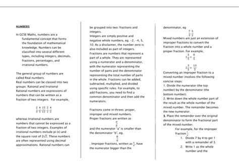 Ks3 Gcse Maths Topic Numbers Teaching Resources