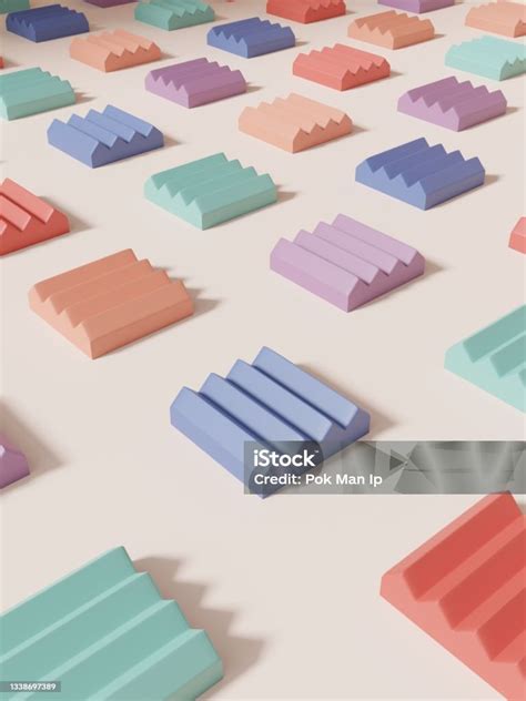 3d 렌더링 최소한의 기하학적 퍼즐 또는 직소 블록 아름다움 이나 유행 제품에 대 한 제품 디스플레이 배경 여러 색상 0명에