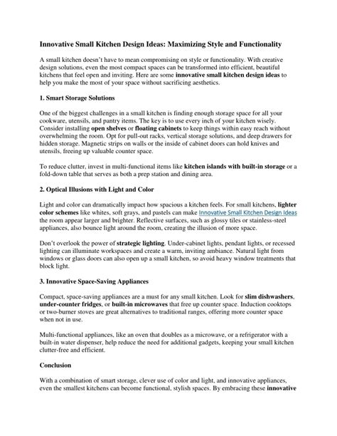 Ppt Innovative Small Kitchen Design Ideas Powerpoint Presentation Free Download Id 13594774