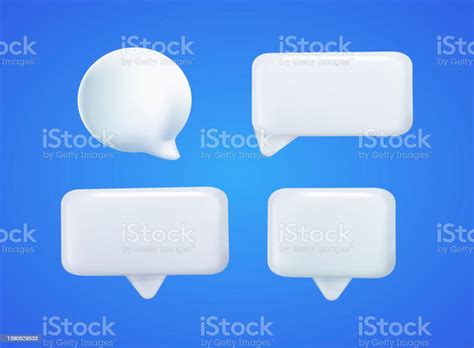 파란색 배경에 격리된 네 개의 3d 음성 거품 아이콘 집합입니다 3d 채팅 아이콘 세트 3d 세트는 거품을 말합니다 채팅 상자 3차원 형태에 대한 스톡 벡터 아트 및 기타