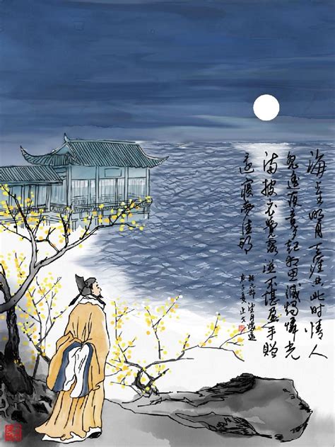 望月诗配画 约客诗配画 大山谷图库