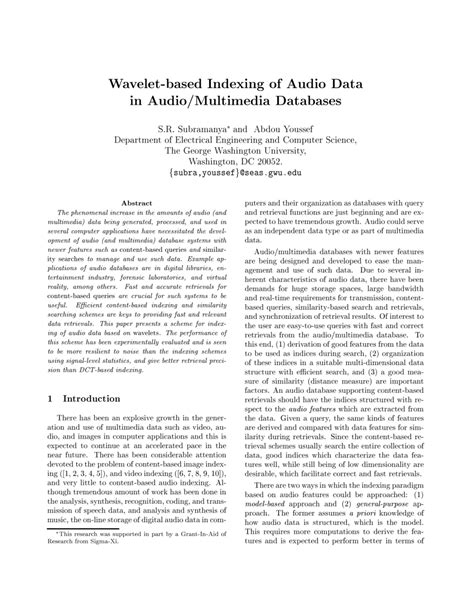 Pdf Wavelet Based Indexing Of Audio Data In Audiomultimedia Databases