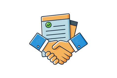 Vector Illustration Of A Handshake Agreement With A Signed Document Symbolizing Partnership
