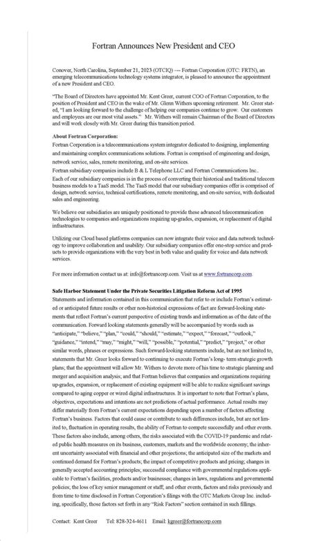 Fortran Communications Inc On Linkedin Fortran Corporation Announces