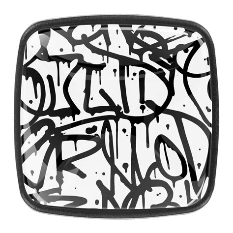 4 Pcs Square Cabinet Handle Cupboard Knob Drawer Pulls Handle Graffiti