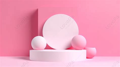 분홍색 배경의 연단에 아름답게 표시된 흰색과 분홍색의 추상적 기하학적 모양의 놀라운 미니멀리스트 3d 렌더링 매혹적인 제품