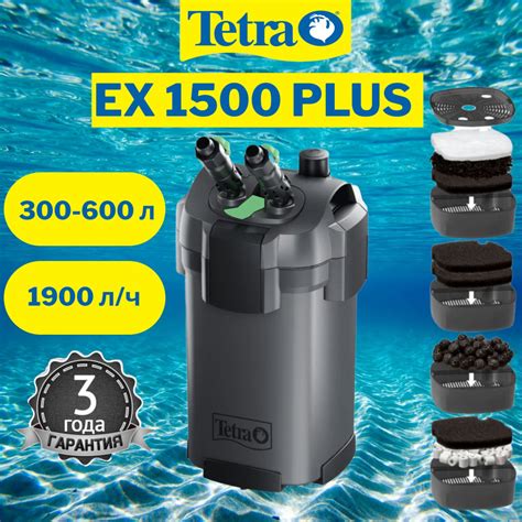 Внешний фильтр Tetra EX 1500 Plus для аквариумов 300 - 600 литров (1900 ...