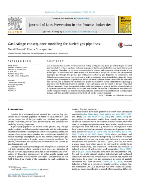 Pdf Gas Leakage Consequence Modeling For Buried Gas Pipelines