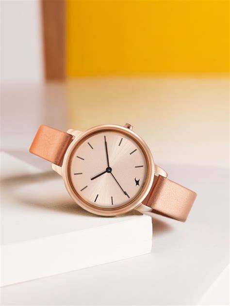 Buy Fastrack Women Rose Gold Toned Brass Dial And Pink Leather Straps