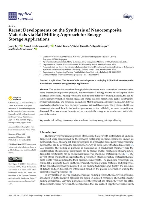 Pdf Recent Developments On The Synthesis Of Nanocomposite Materials