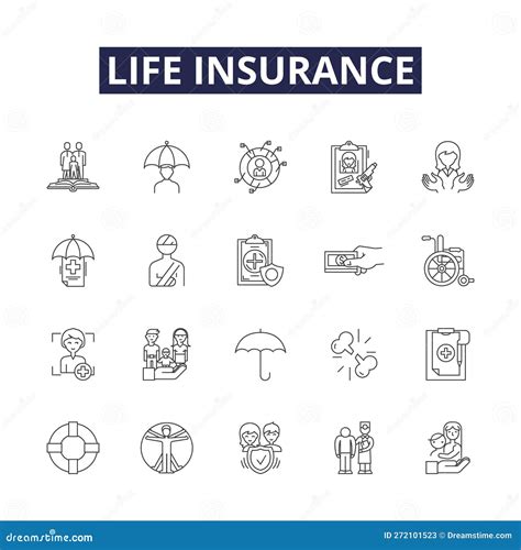 Life Insurance Line Vector Icons And Signs Insurance Coverage Policy
