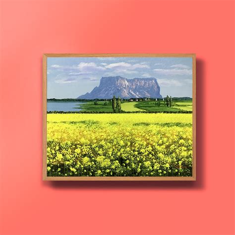 캔버스액자 유화그림 유채꽃그림 성산일출봉 10호 이랜드몰