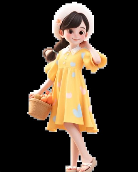 千库网 3d立体卡通人物形象少女长裙1 元素编号13835791 花瓣网