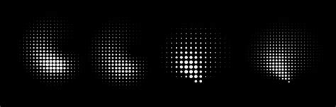 흰색 배경에 격리 된 하프 톤 점 곡선 그라데이션 패턴 텍스처의 집합입니다 하프 톤 원 도트 래스터 텍스처 컬렉션을 사용 하 여 곡선 점선 스팟 벡터 블롯 하프 톤