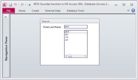 Soundex Function In Microsoft Access Vba
