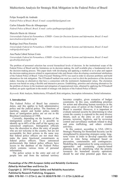 Pdf Multicriteria Analysis For Strategic Risk Mitigation In The Federal Police Of Brazil