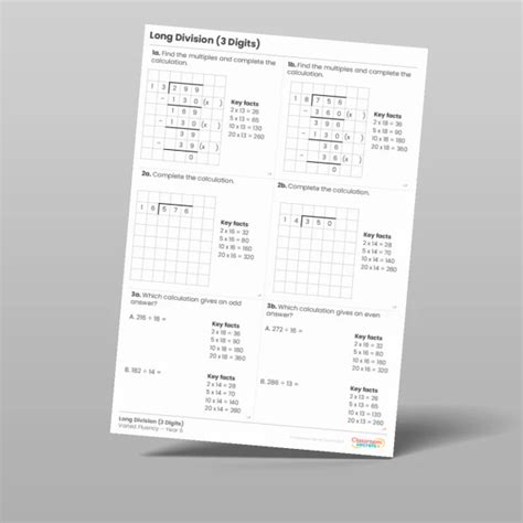 Year 6 Long Division 3 Digits Varied Fluency Resource Classroom Secrets