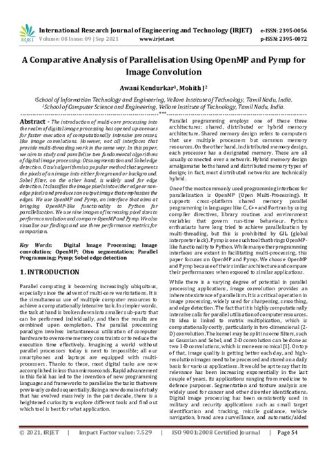 Pdf Irjet A Comparative Analysis Of Parallelisation Using Openmp And Pymp For Image Convolution