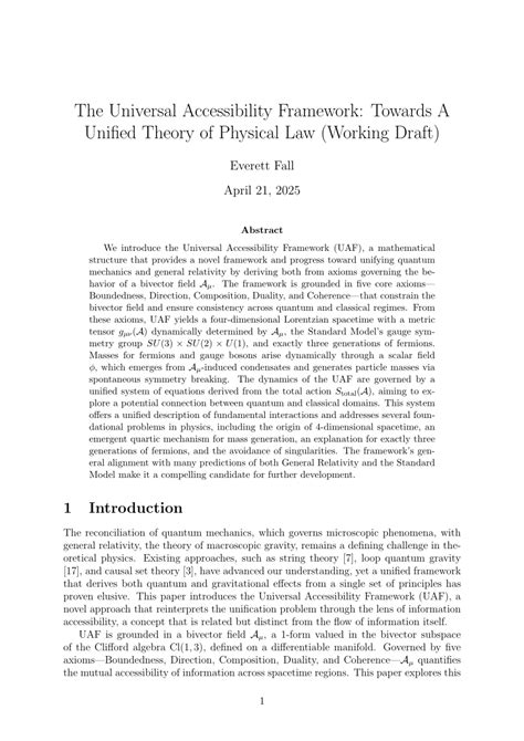 Pdf The Universal Accessibility Framework Towards A Unified Theory