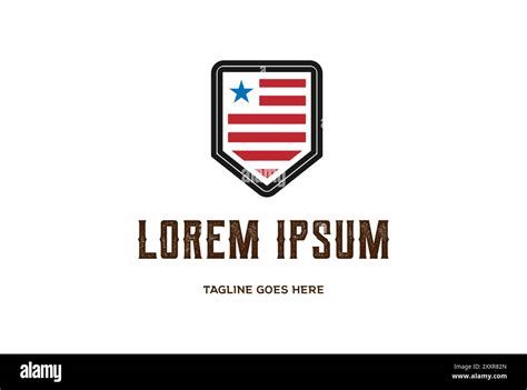 American Usa Us Flag With Shield For Secure Guard Logo Design Vector