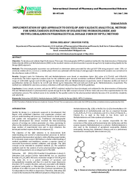 Pdf Implementation Of Qbd Approach To Develop And Validate Analytical Method For Simultaneous
