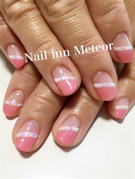 斜めフレンチ♡ピンク×ホワイト｜nail Inn Meteor｜大府市のネイルサロン