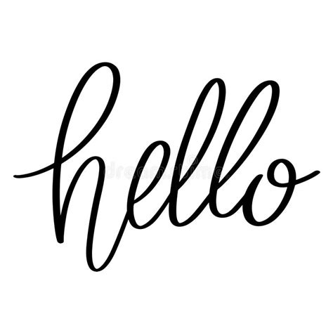 Hand Drawn Brush Pen Hello Sign Lettering Calligraphic Hand Written Hello Script Stock Vector