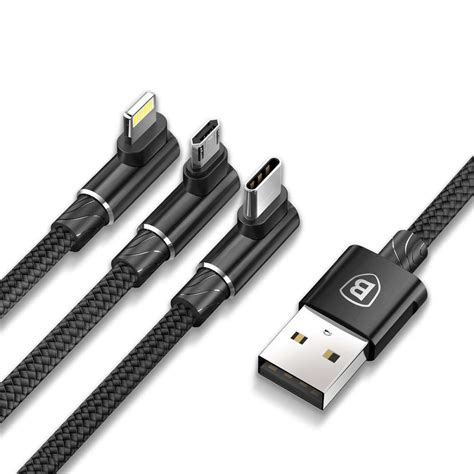 Baseus MVP 90 Degree USB Type C Lightning Micro Cable 1 2m