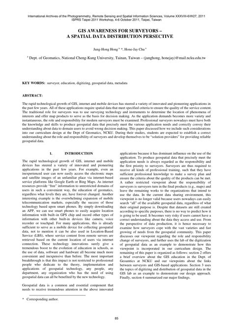 Pdf Gis Awareness For Surveyors A Spatial Data Distribution Persective