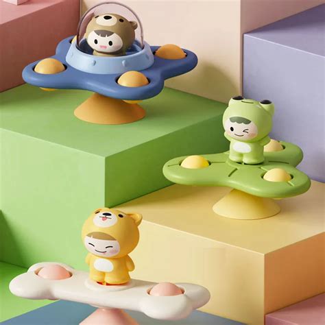 아기 만화 흡입 스피너 장난감 0 12 개월 손 피젯 스피너 감각 장난감 어린이 불안 회전 딸랑이 Aliexpress