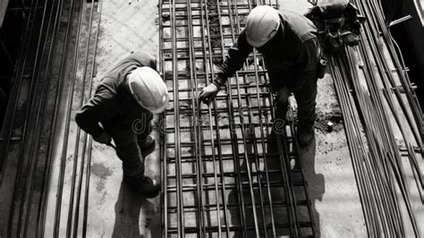 Two Construction Workers Inspecting A Rebar Grid Stock Illustration Illustration Of Tools