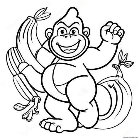 Dixie Kong With Colorful Bananas Coloring Page