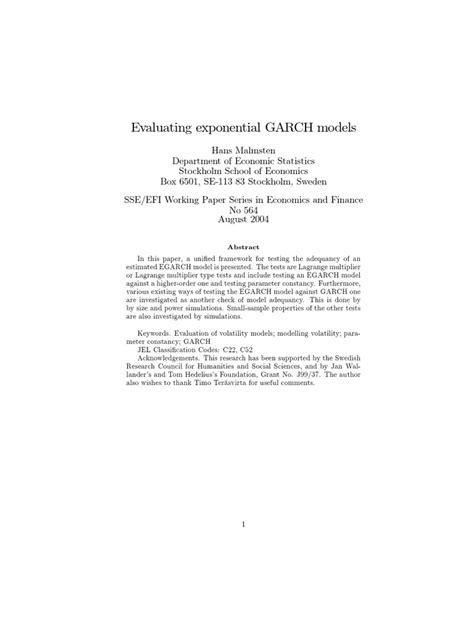 Egarch Model Pdf Null Hypothesis Normal Distribution