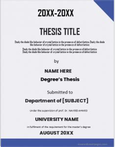 10 Best Dissertation Cover Page Samples For 20XX Download