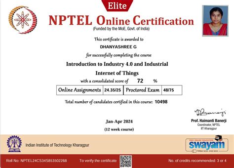 Completed Industry 40 Course By Nptel Dhanyashree G Posted On The