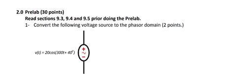 Solved 1 Convert The Following Voltage Source To The Phasor