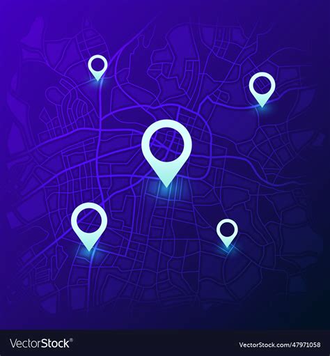 City Navigation Map Futuristic Gps Location Vector Image