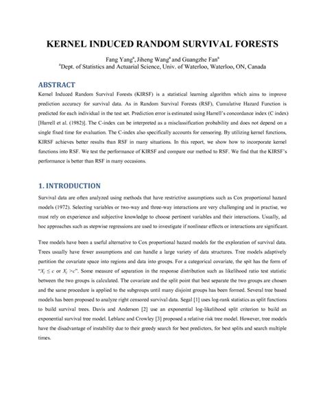 Kernel Induced Random Survival Forests Deepai