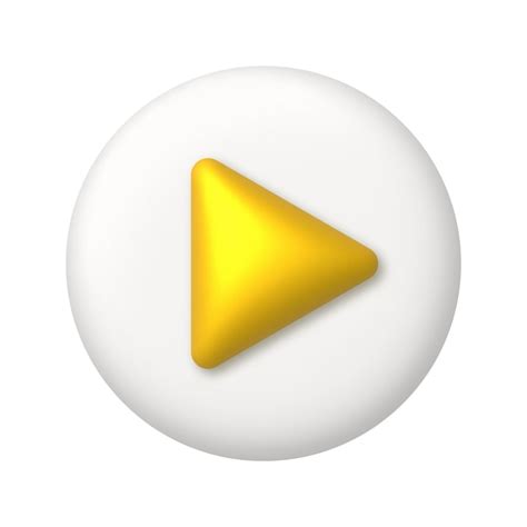 흰색 버튼에 황금 화살표 재생 버튼 3d 현실적인 벡터 디자인 요소 프리미엄 벡터