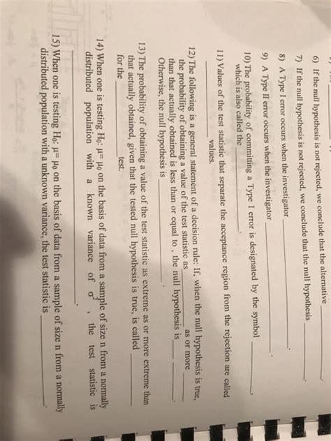 solved 6 if the null hypothesis is not rejected we