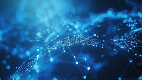 Depicting Abstract Blue Background Glowing Connection Lines Dots
