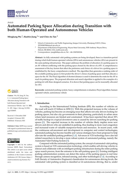 Pdf Automated Parking Space Allocation During Transition With Both