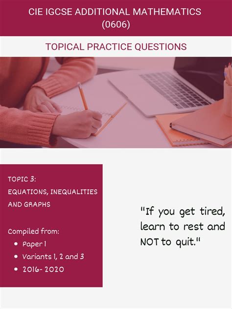 3 Cie Igcse Additional Mathematics Topical Maths Paper Equations