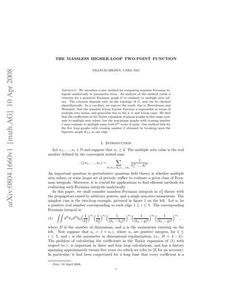 Pdf The Massless Higher Loop Two Point Function