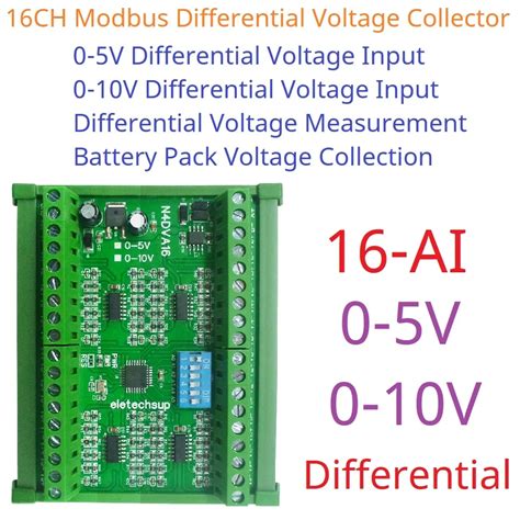 16CH Differential Analog Input Module RS485 Modbus RTU 0 5V 0 10V Voltage Acquisition Module DC