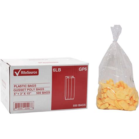 Ritesource 5 X 3 X 15 Clear 6 Lbs Poly Bags 500bx Gp6