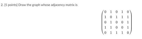 solved 2 [5 points] draw the graph whose adjacency matrix