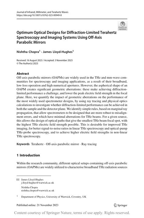 Pdf Optimum Optical Designs For Diffraction Limited Terahertz